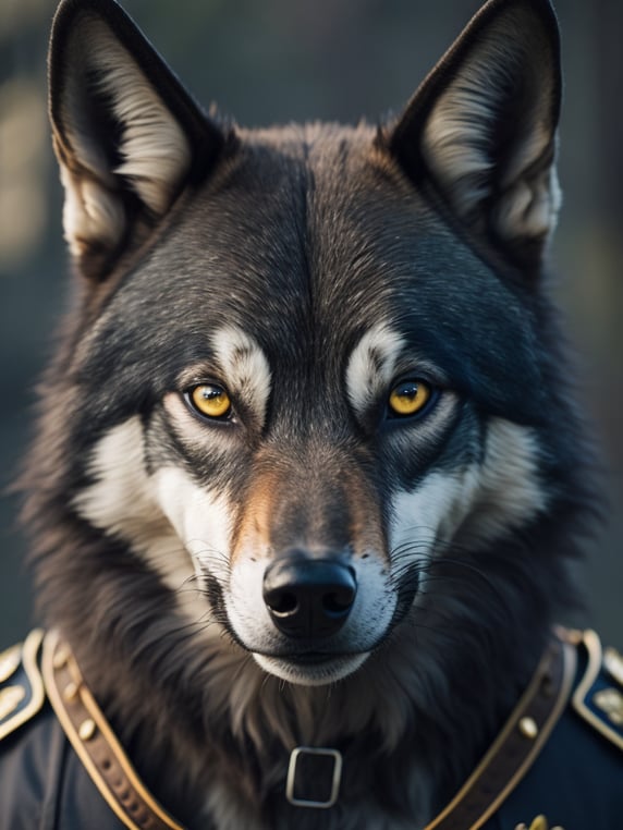 Premium Free ai Images | wolf look like human stylized as police officer