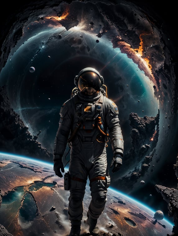Premium Free ai Images | lonely astronaut floating through space epic ...