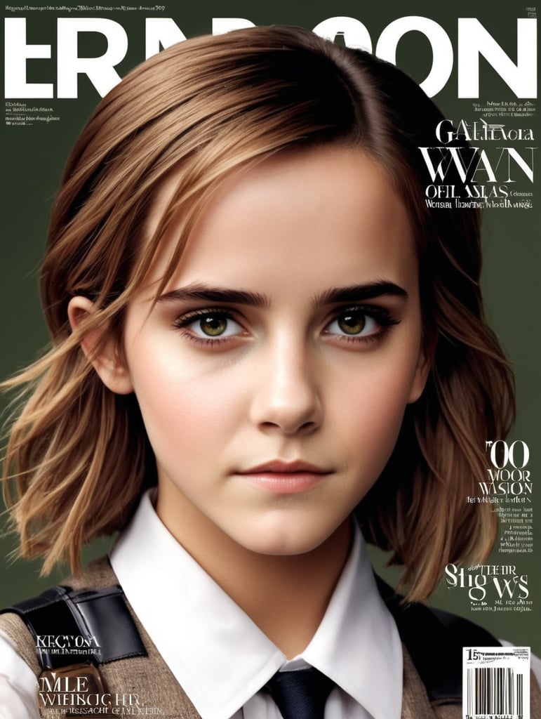 Premium Free ai Images | glossy magazine cover emma watson school girl