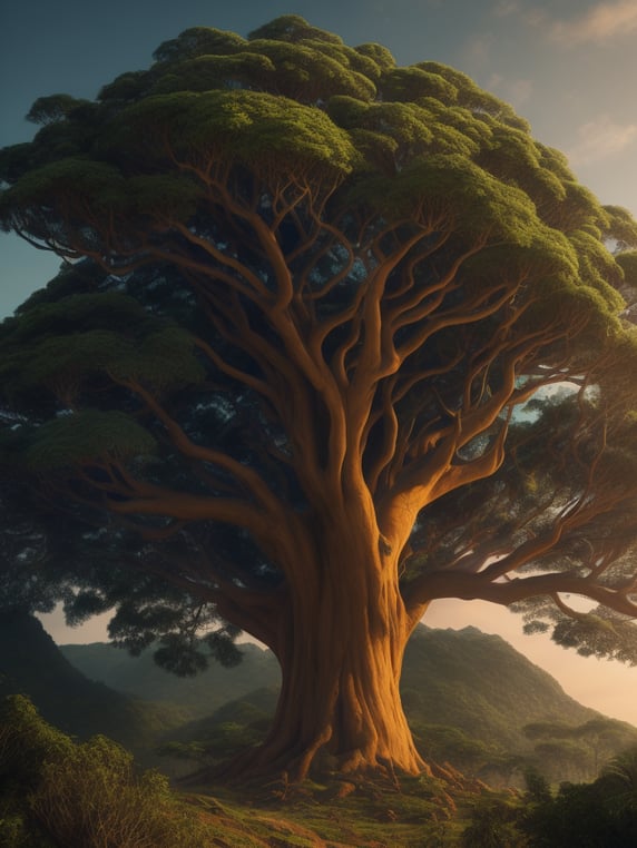 Premium Free ai Images | giant tree surrealistic vibrant colors high ...
