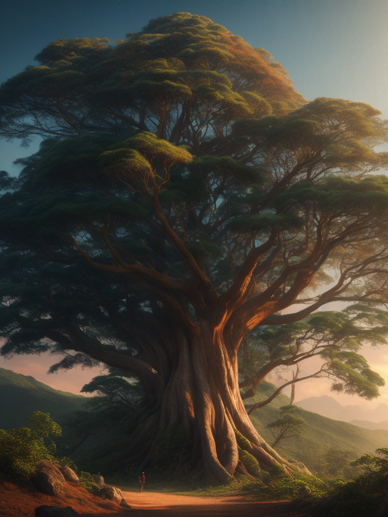 Premium Free ai Images | giant tree surrealistic vibrant colors high ...