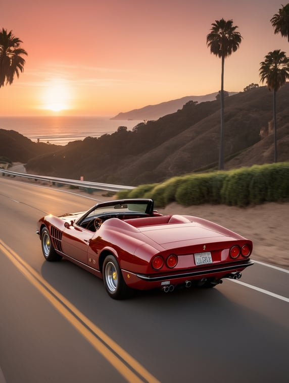 Premium Free ai Images | red ferrari gto convertible speeding through ...