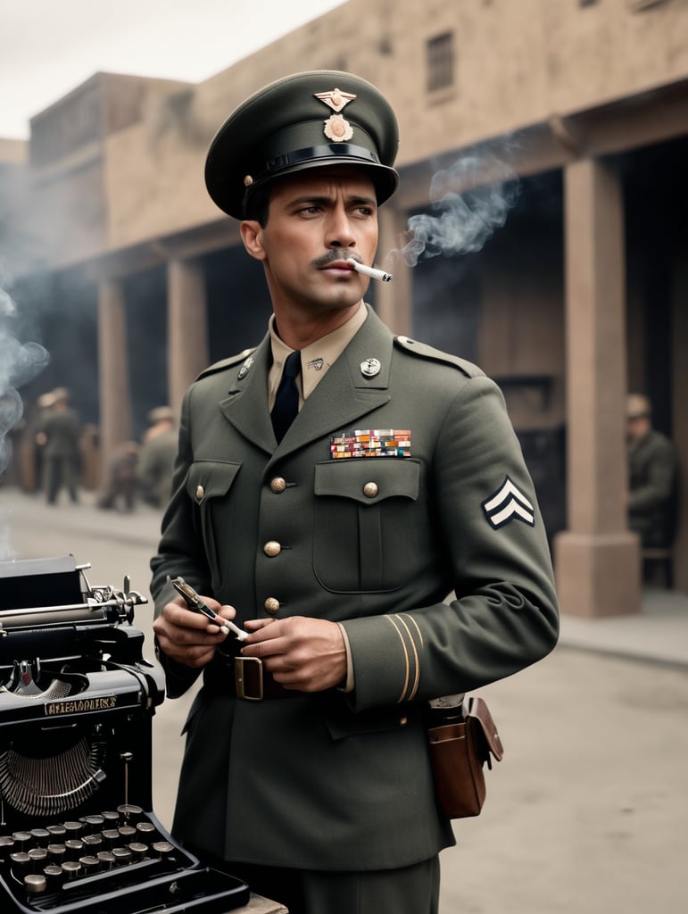 Premium Free ai Images | hollywood film noir one armed man in military ...