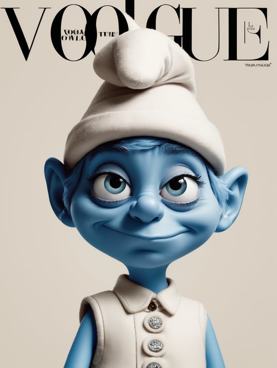 Premium Free ai Images | smurf grumpy face on the cover of vogue