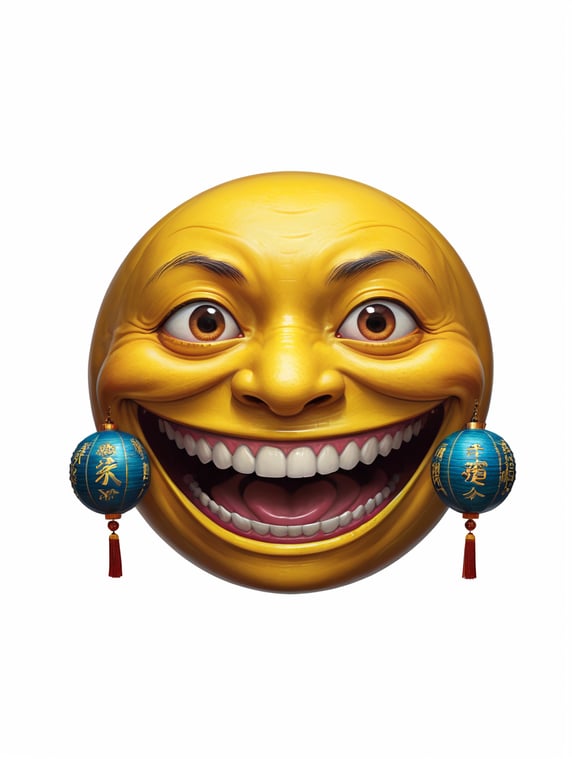 Premium Free ai Images | extreme happiness chinese laughter emoji as human