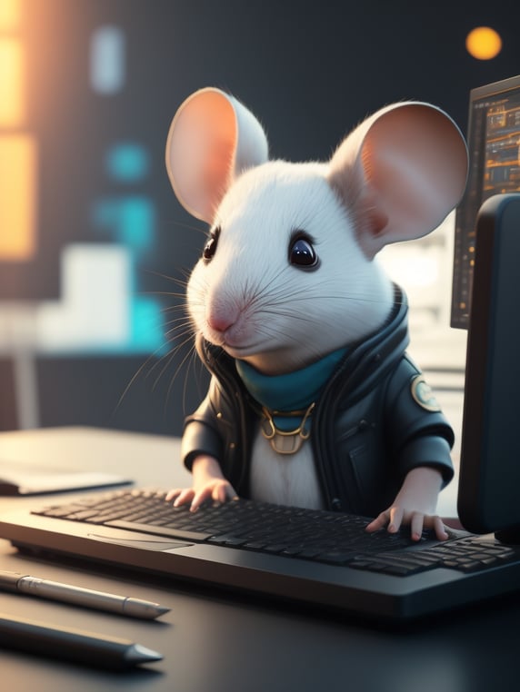 Premium Free ai Images | cute white mouse look like human stylized as ...