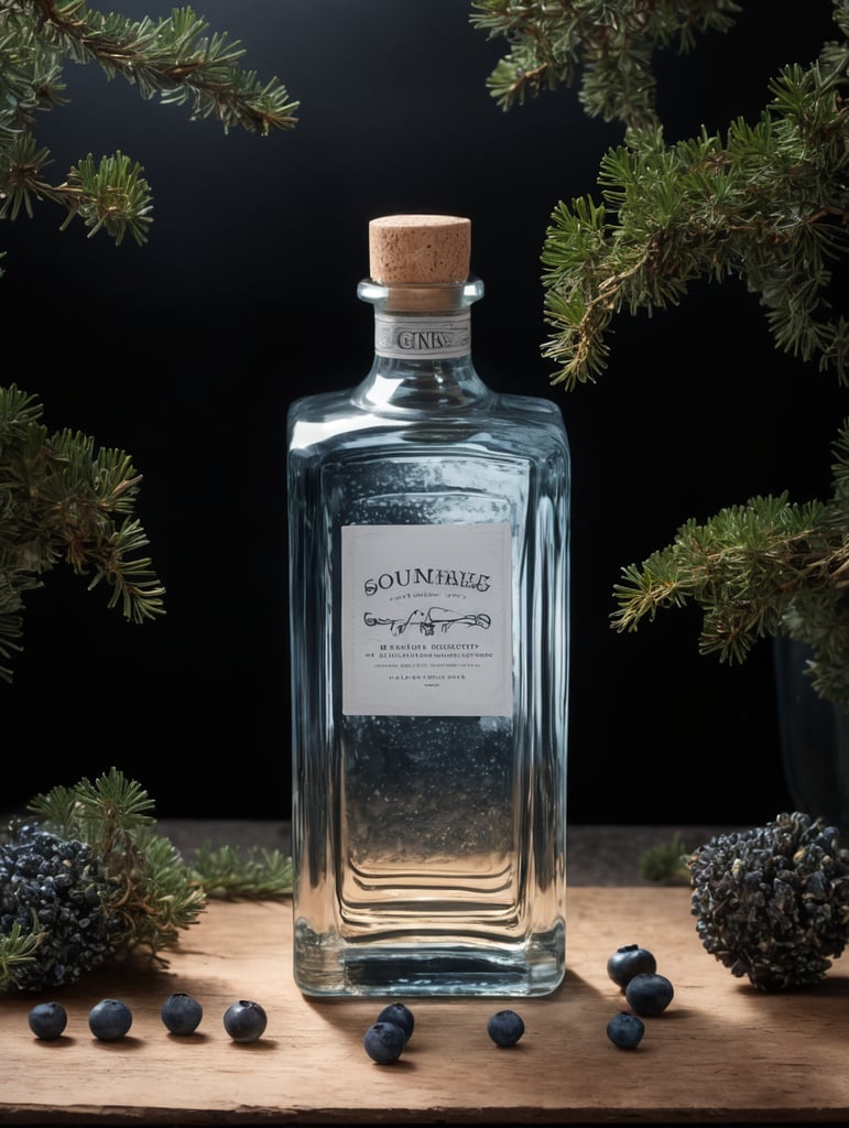 Premium Free ai Images | professional photography of square gin bottle ...