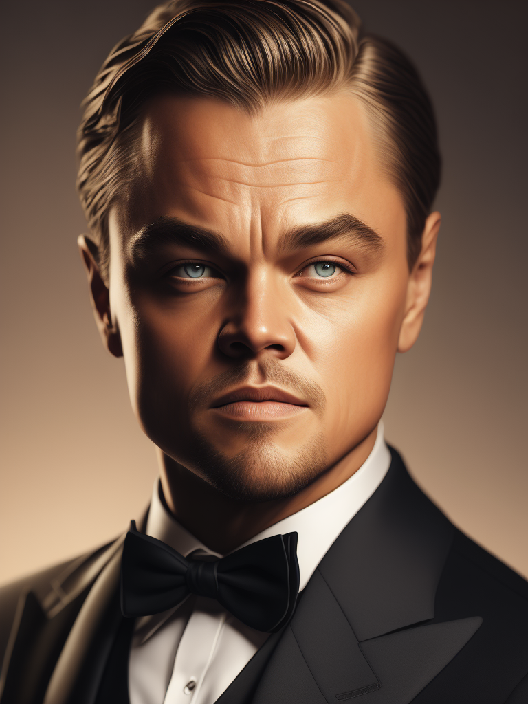 Lumenor AI Image Generation - portrait of leonardo dicaprio in bow tie ...