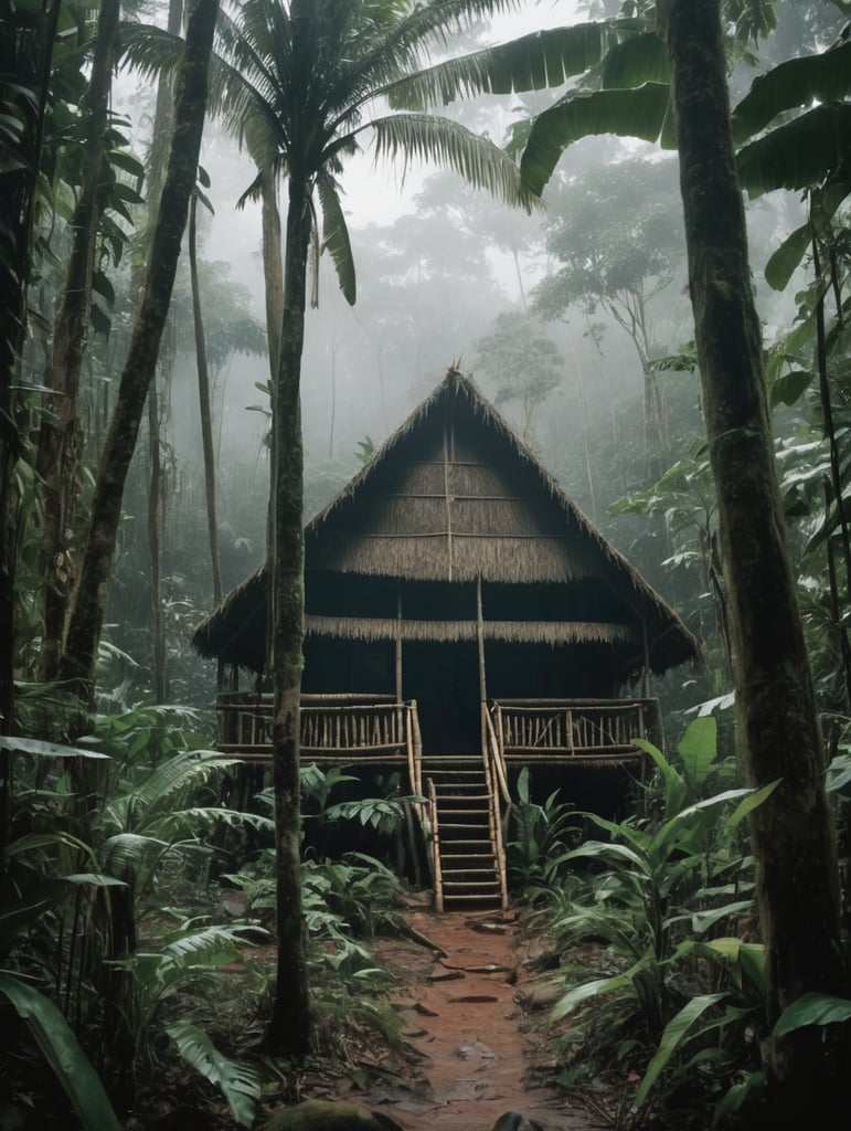 Premium Free ai Images | untouched tribe scary in amazon rainforest