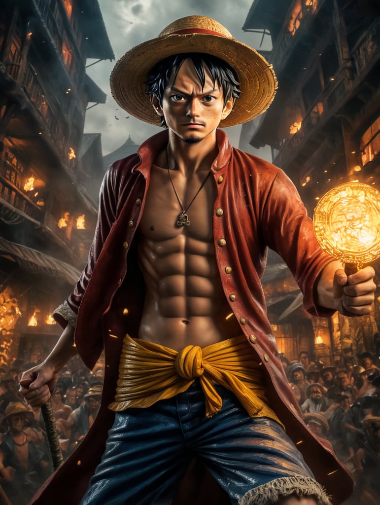 Premium Free ai Images | one piece luffy netflix serie pirografia ultra ...