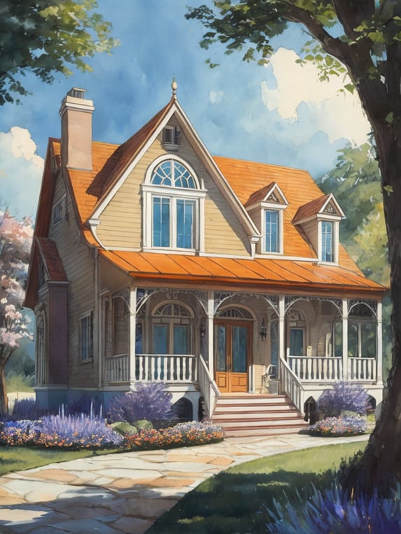 Premium Free ai Images | fairytale house marty bell openwork veranda ...