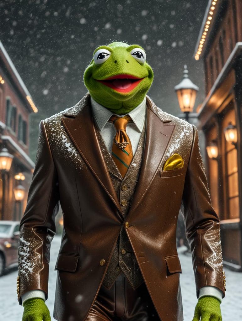 Premium Free ai Images | kermit the frog wearing brown gucci suit gucci ...