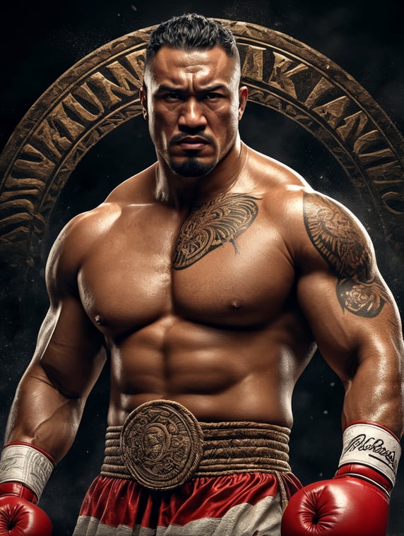 Premium Free ai Images | muscle man boxing logo samoan pacific islander ...