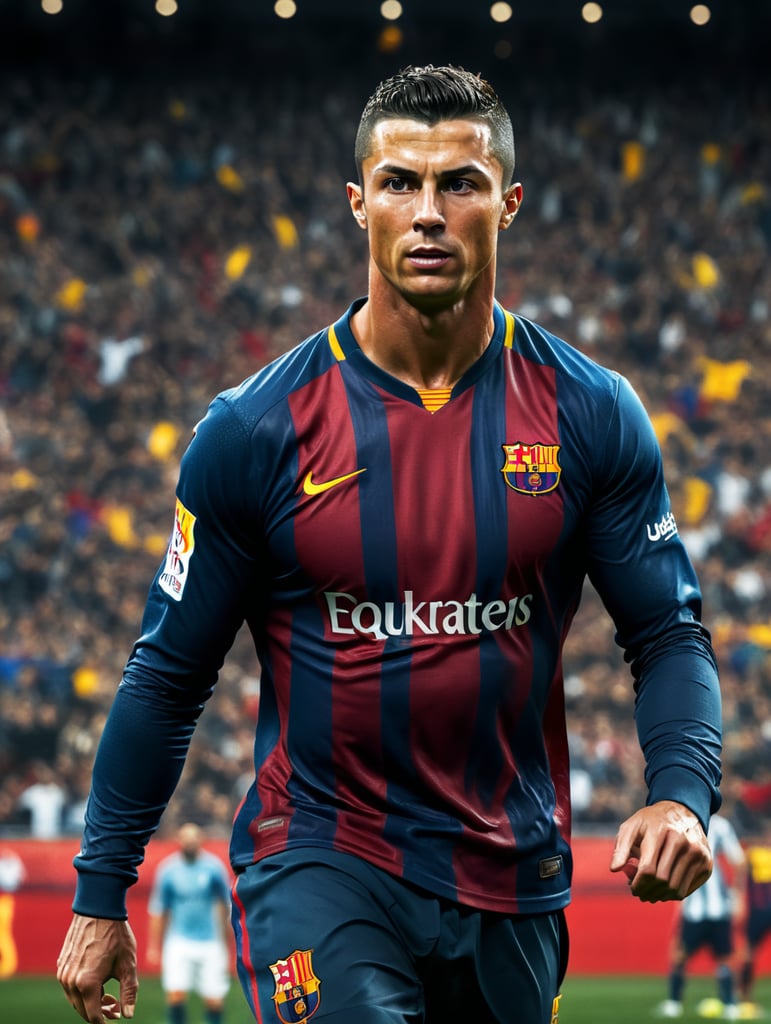 Premium Free ai Images | cristiano ronaldo in barcelona ultra