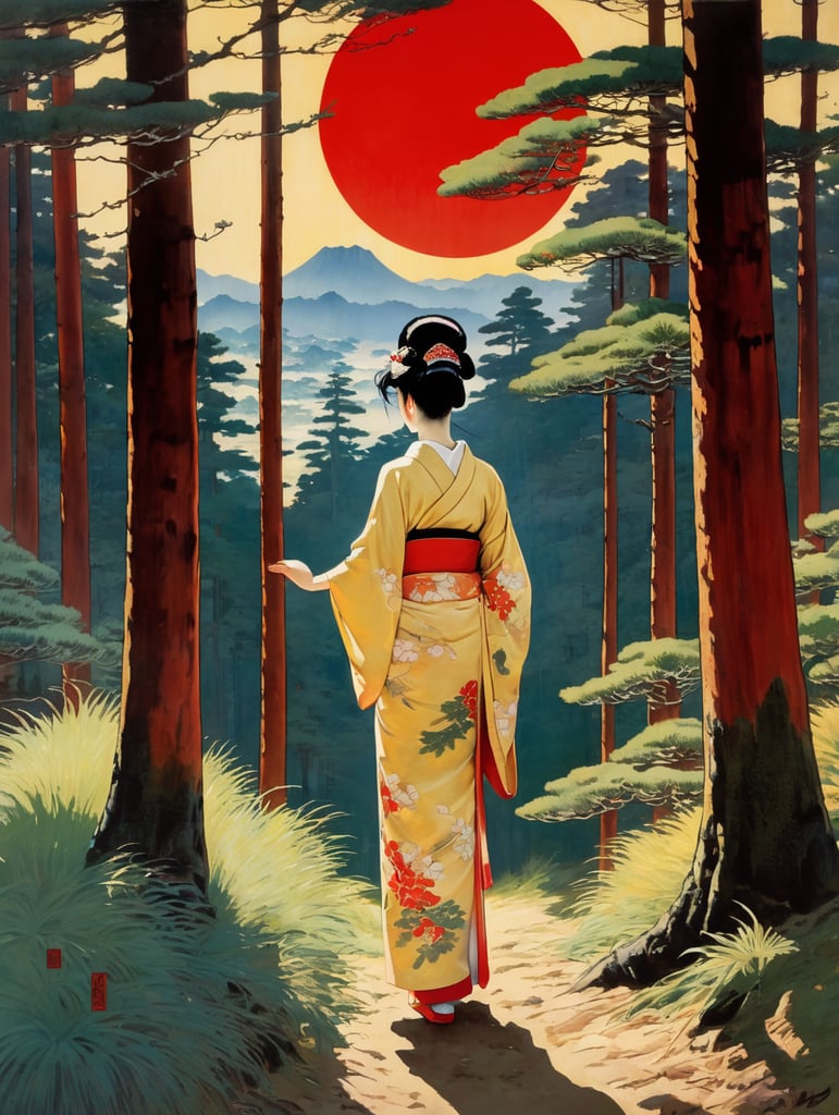 Premium Free ai Images | painting of geisha with european features ...