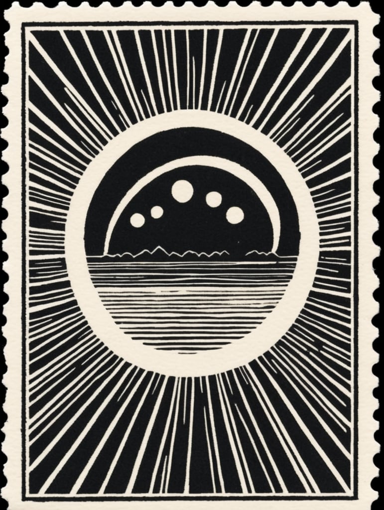 Premium Free ai Images | black and white linocut postage stamp angry ...
