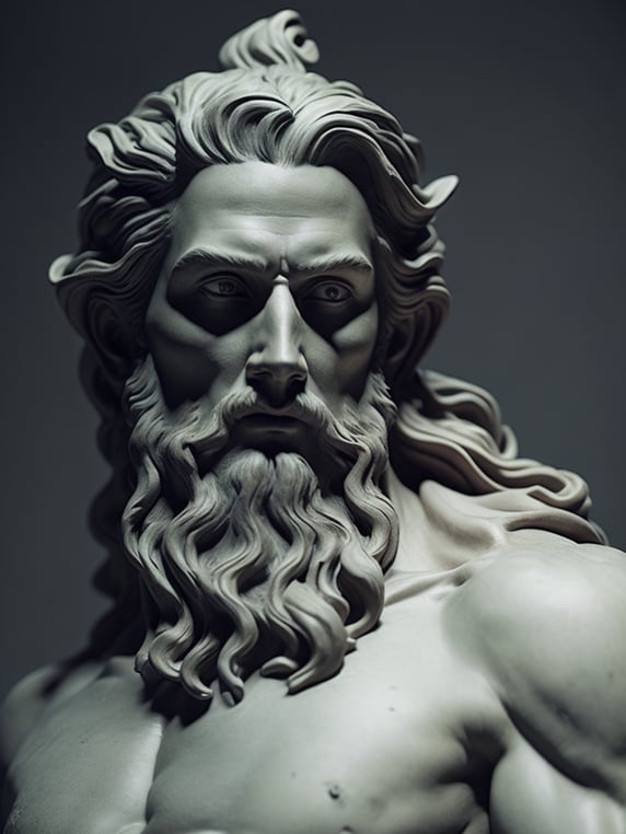 Premium Free ai Images | dark marble statue of zeus dark atmosphere ...