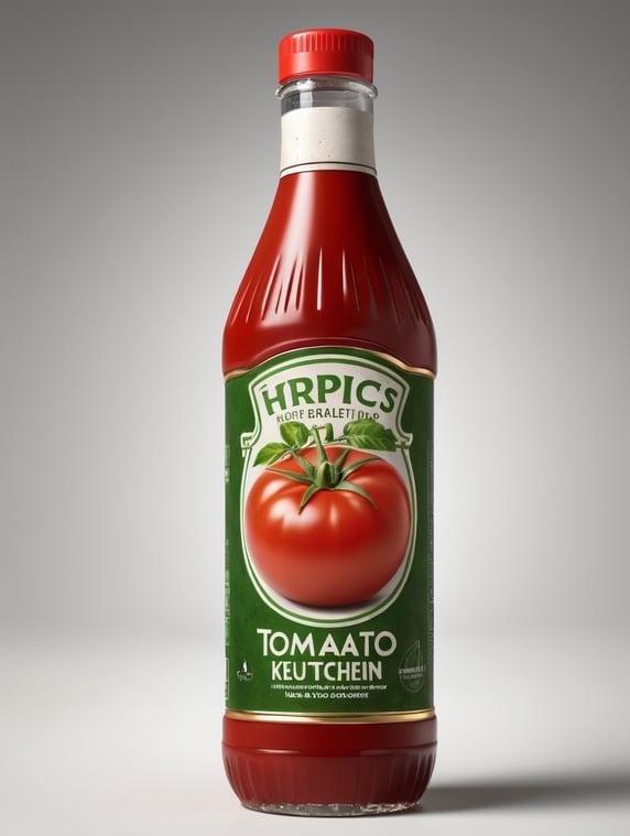 Premium Free ai Images | tomato ketchup bottle red tomato with green ...
