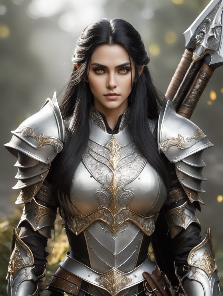 Premium Free ai Images | beautiful elf paladin with hazel eyes and long ...
