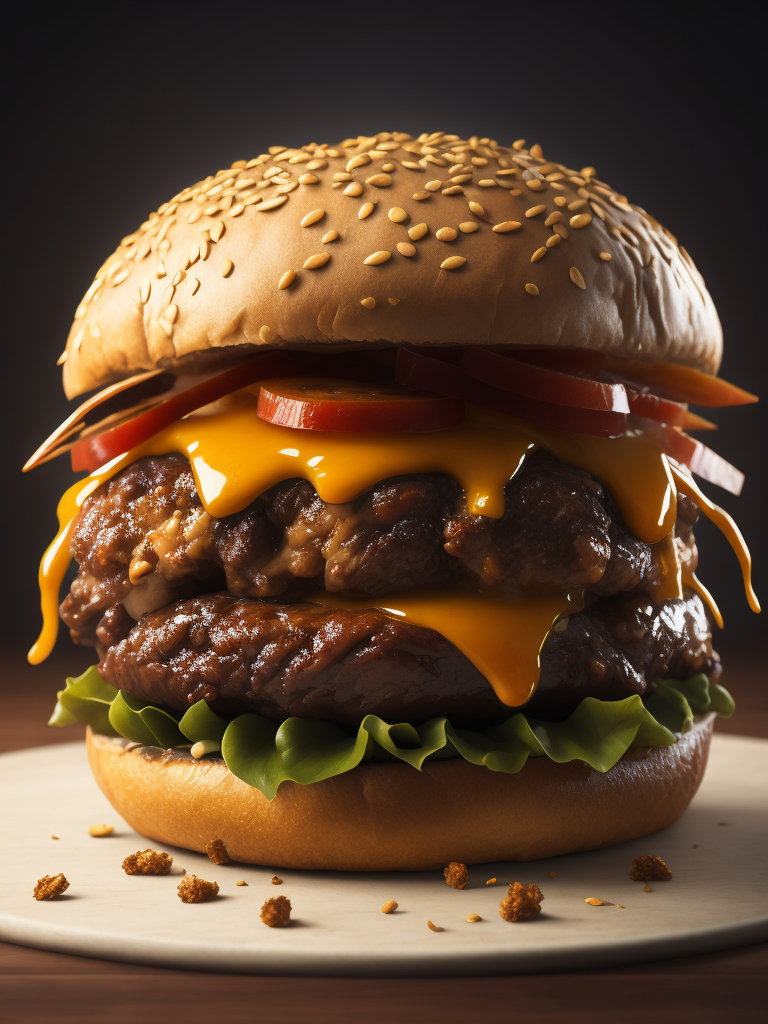 Premium Free ai Images | triple meat smashed ground beef patty cheeseburger