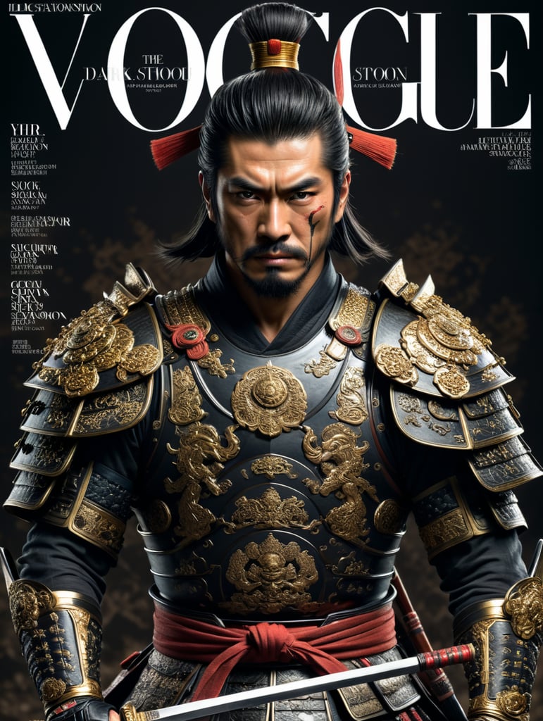 Premium Free ai Images | japanese samurai on the cover of vogue
