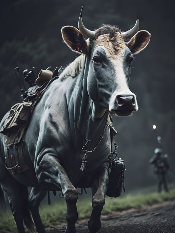 Premium Free ai Images | cow in us military uniform with an in his hand ...