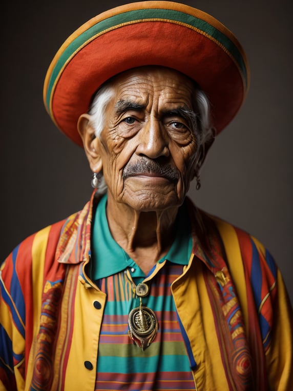 Premium Free ai Images | portrait of wrinkled colorful mexican in ...