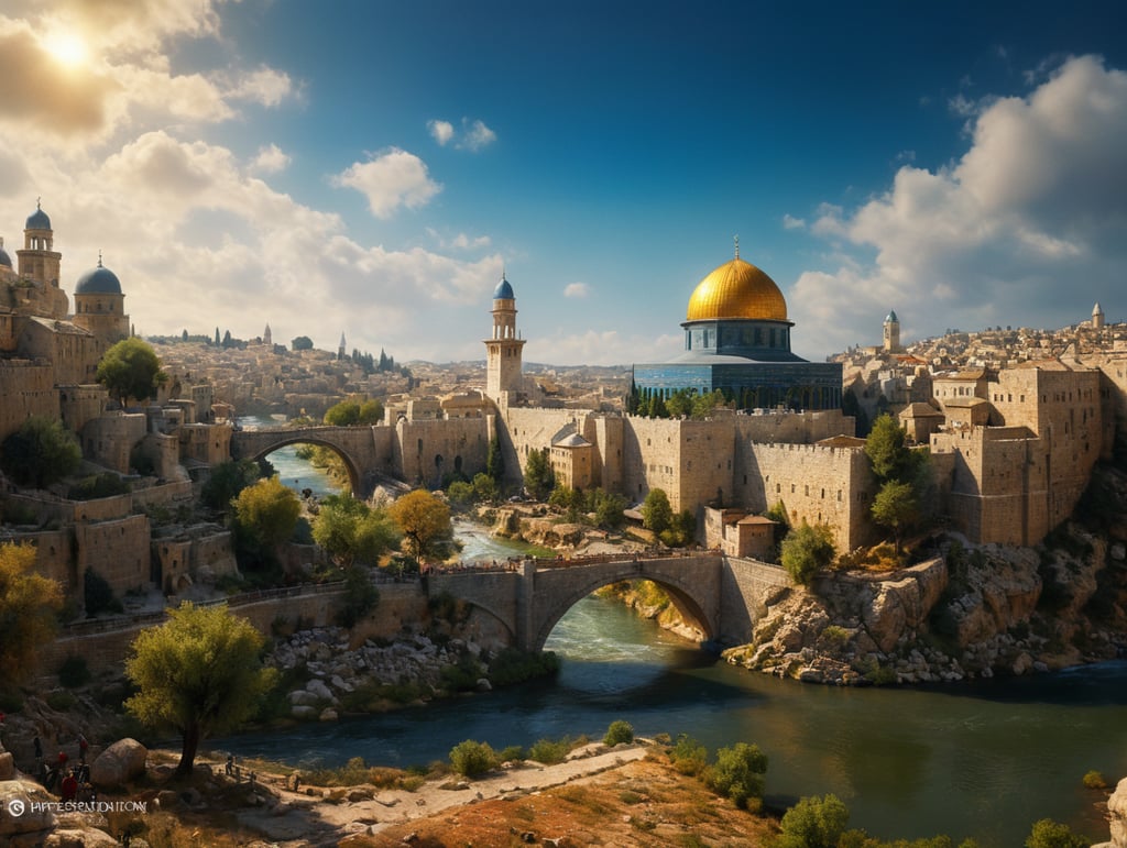 Premium Free ai Images | jerusalem renaissance river nature