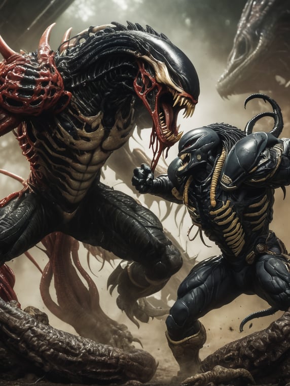 Premium Free ai Images | alien carnage vs venom predator