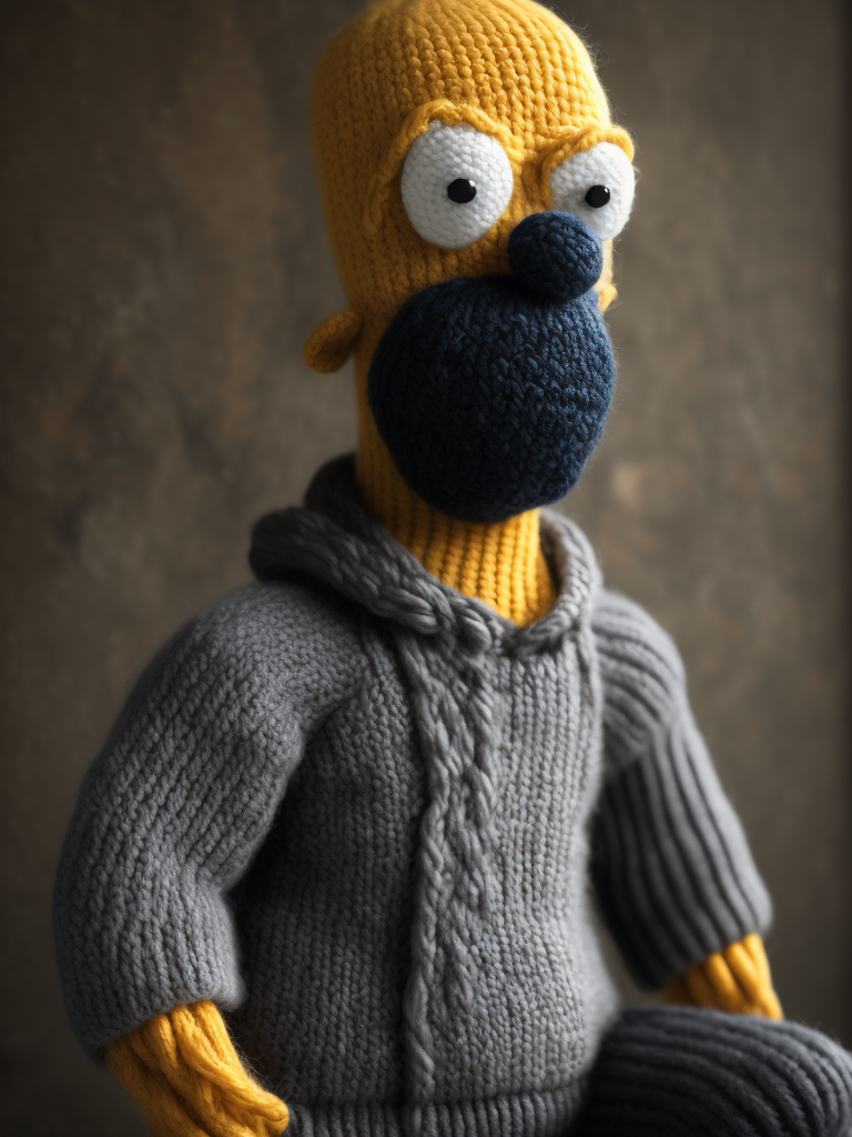 Premium Free ai Images | homer simpson as knitted toy