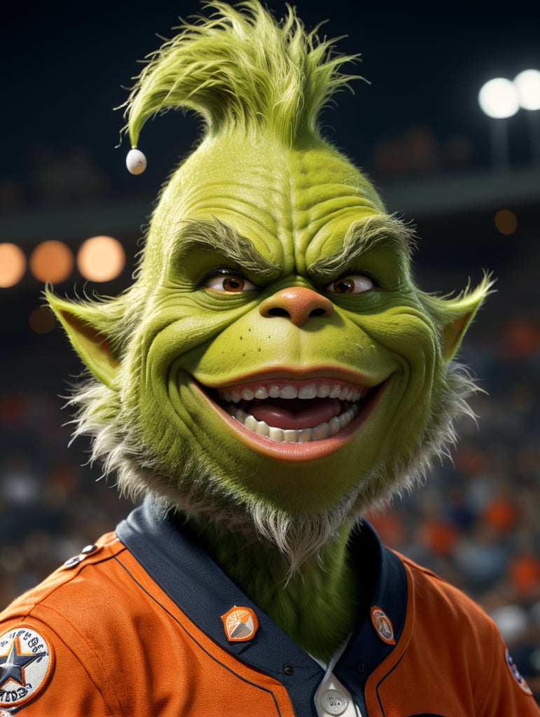 Premium Free ai Images | happy grinch in houston astros uniform baseball