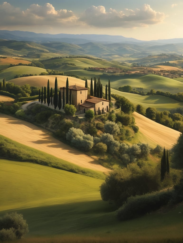 Premium Free ai Images | italian landscape tuscany photorealistic ...