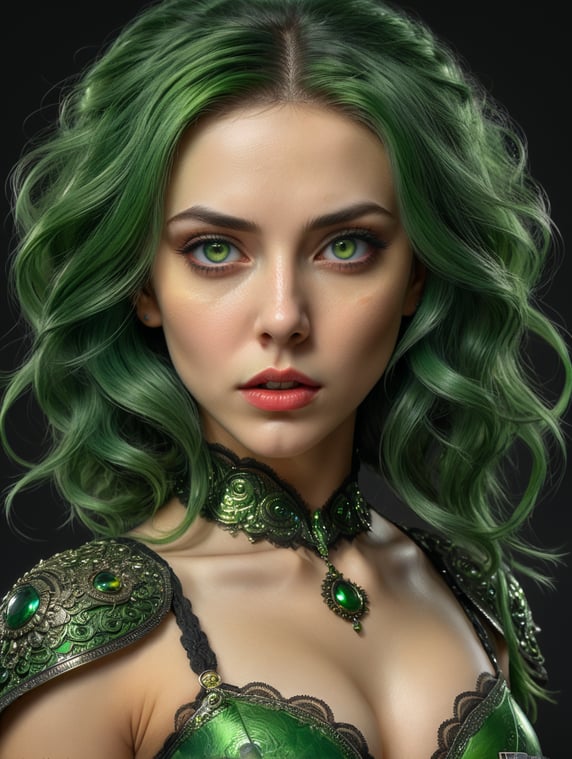 Premium Free ai Images | devuska zelenymi volosami zelenymi glazami sumassedsaa bez zadnego fona