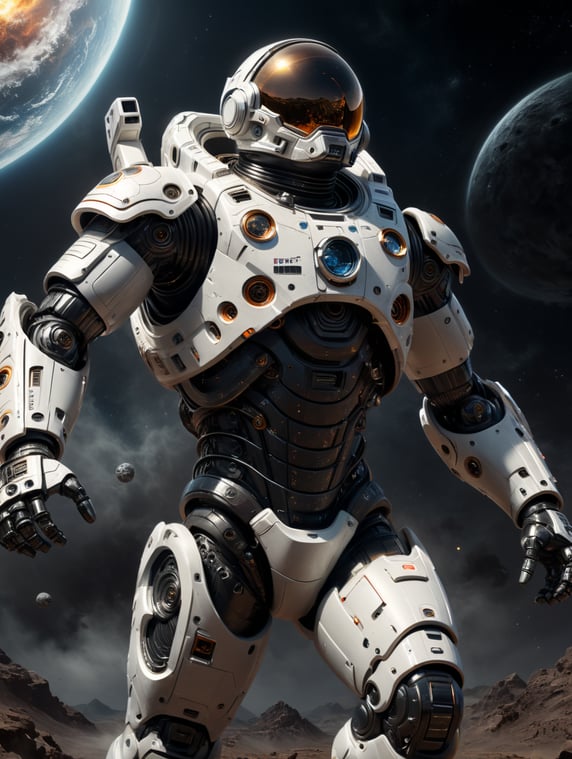 Premium Free ai Images | scifi robotic astronaut waves his arms in open ...