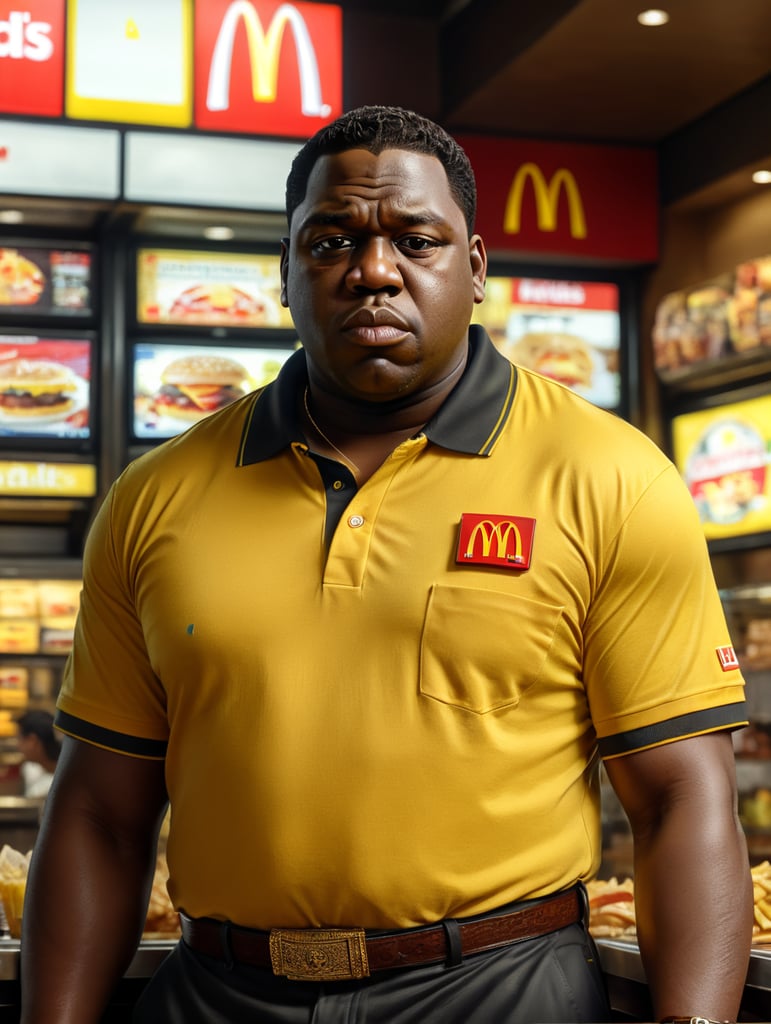 Premium Free ai Images | biggie smalls as mcdonalds worker totally ...