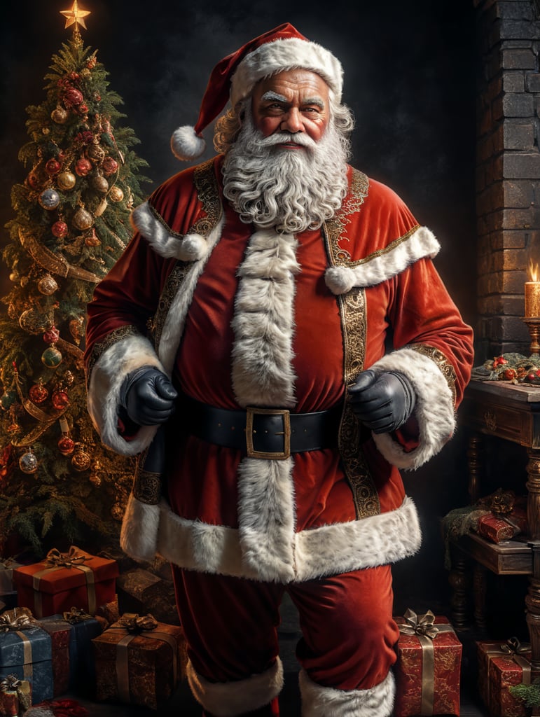 Premium Free ai Images | portrait of the full body of santa