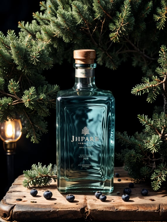 Premium Free ai Images | professional photography of square gin bottle ...