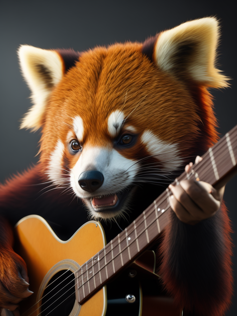 Lumenor AI Image Generation - red panda bear playing guitar vivid ...