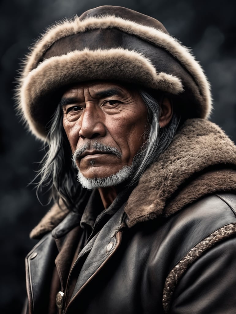 Premium Free ai Images | portrait old western native american hunter ...