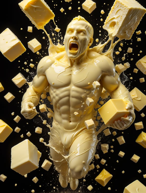 Premium Free ai Images | person made of butter object floating in mid ...
