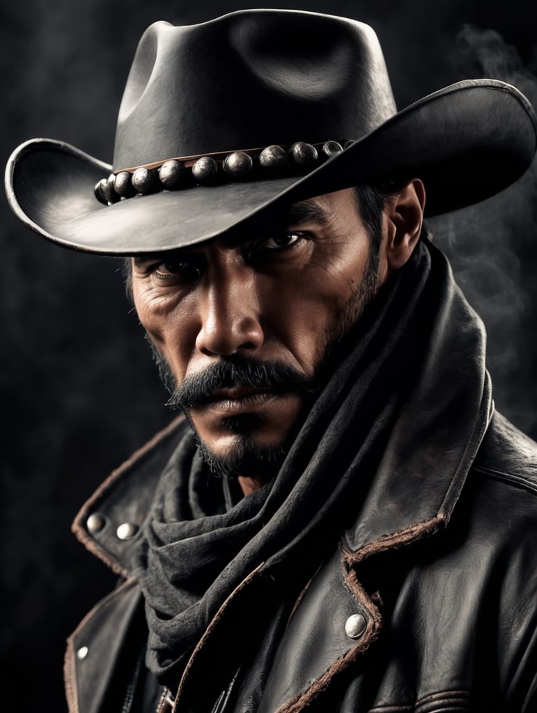 Premium Free ai Images | old western bandit train robber leather cowboy ...