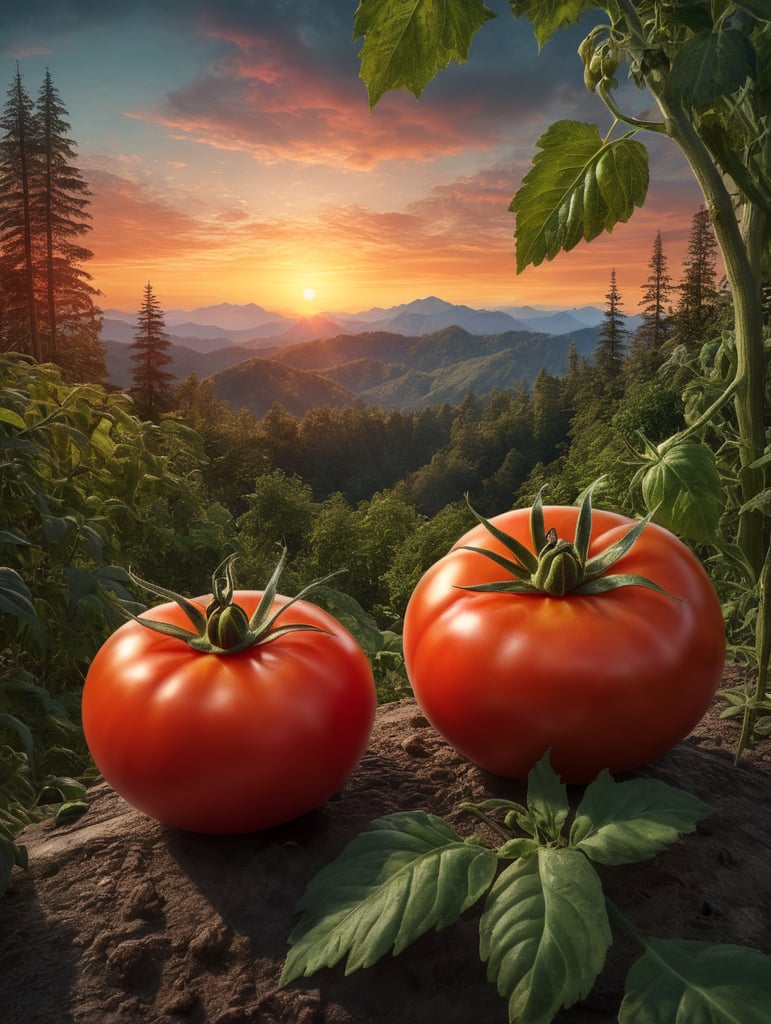 Premium Free ai Images | tomato in forest in front unsharp background ...