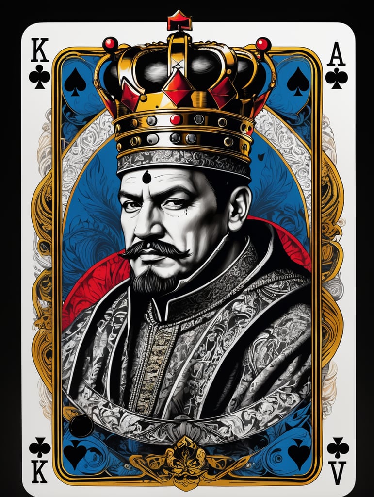 Premium Free ai Images | king of clubs playing card face card ink art ...