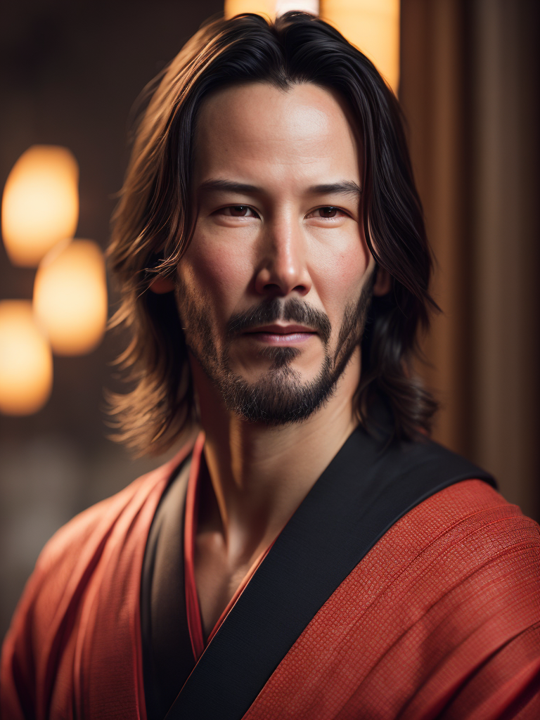 Premium Free ai Images | portrait of keanu reeves as samurai in red ...