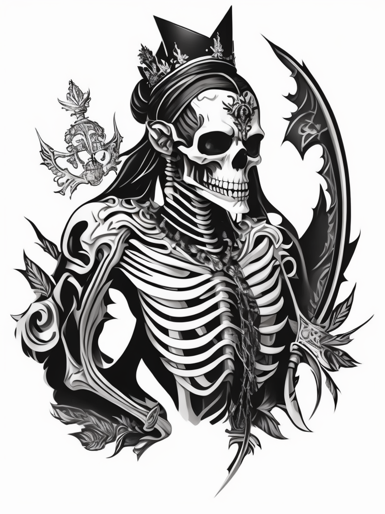 Lumenor AI Image Generation - vector art of queen skeleton tattoo