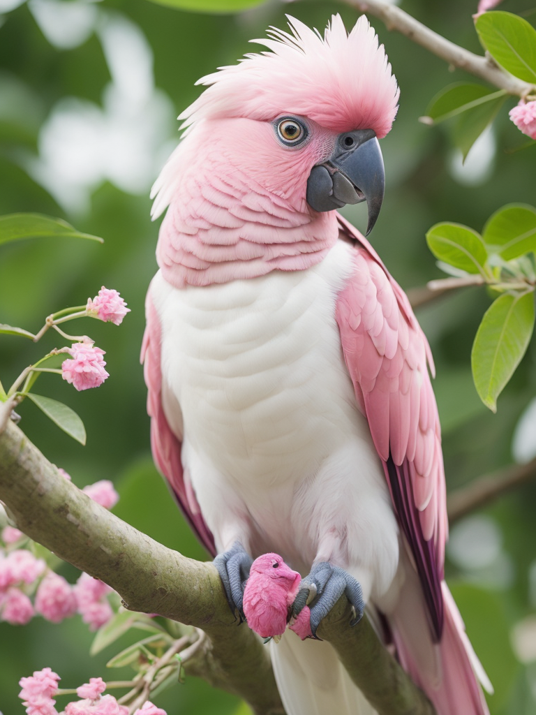 Lumenor AI Image Generation - pink and white cest galah cockatoo bird ...