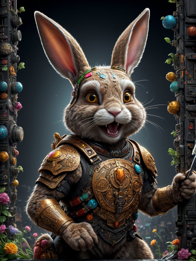 Premium Free ai Images | design for sticker with funny bunny coding