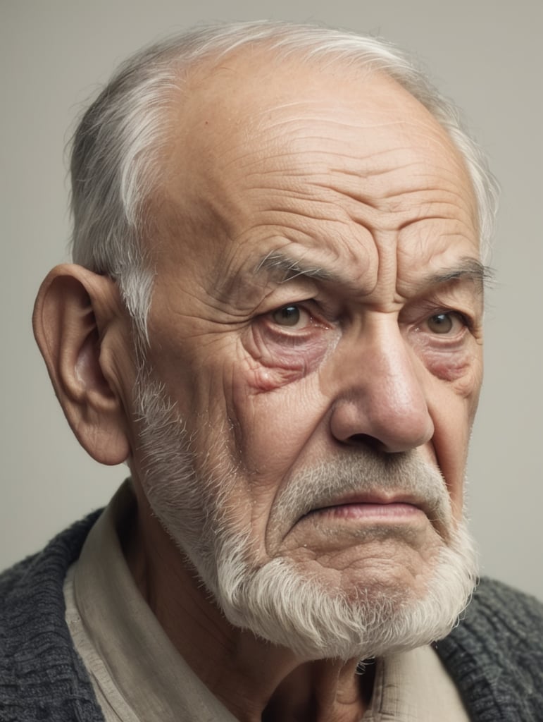 Premium Free ai Images | face of an old man with drooping mouth on left ...