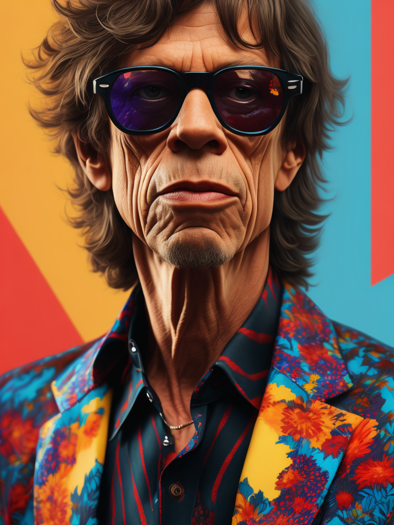 Lumenor AI Image Generation - mick jagger wearing brightly patterned ...