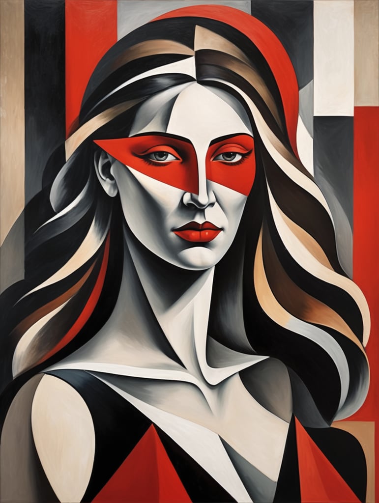 Premium Free ai Images | woman portrait cubism pablo picasso style with ...